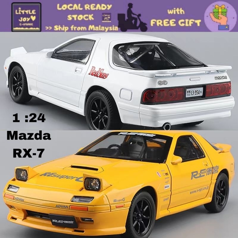 🇲🇾LJS1 Mazda RX-7 Initial D 1:24 Alloy Diecast Scale Model Car PullBack ...