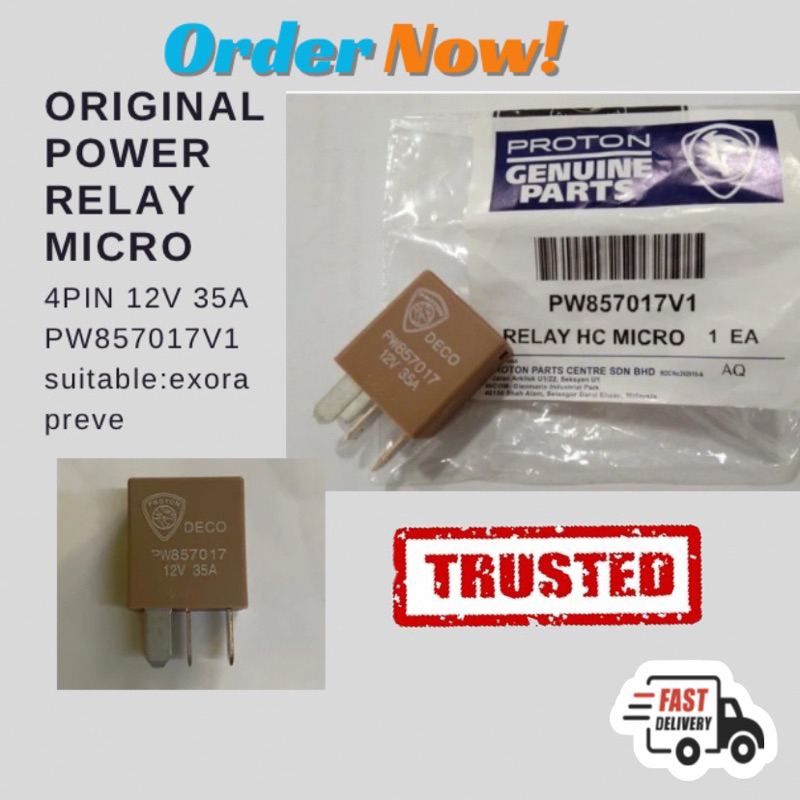 MICRO FAN RELAY (ORIGINAL) PROTON EXORA PREVE (4PIN/12V/35A) PW857017V1 ...