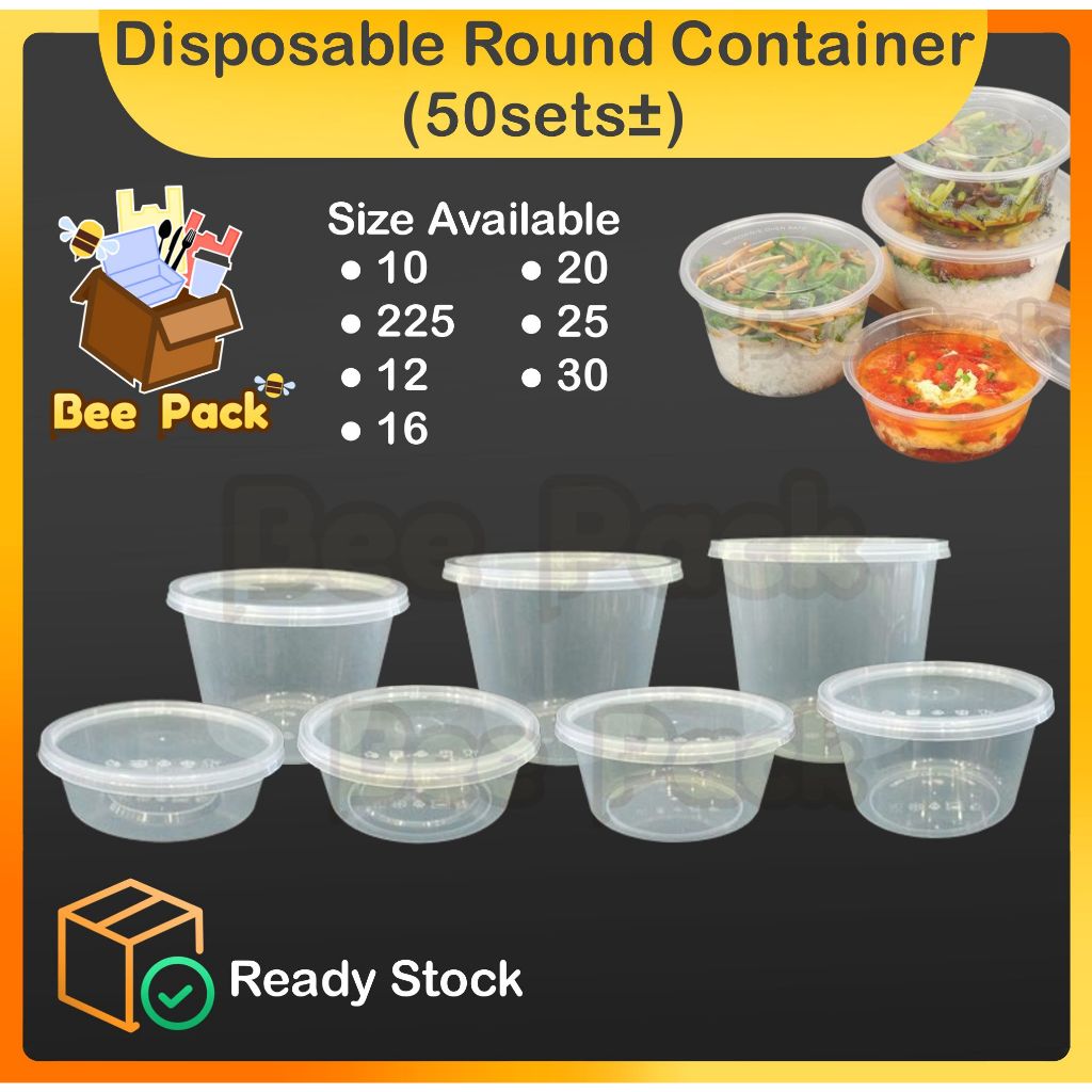 Disposable Plastic Food Round Container /Bekas Plastik Bulat (10oz/12oz ...
