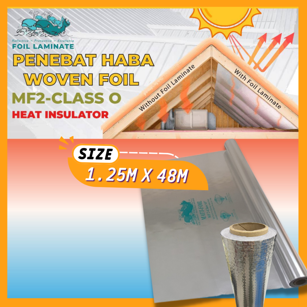 MF2 Class O Aluminium Foil Woven Foil (48M-L) Penebat Haba Bumbung ...