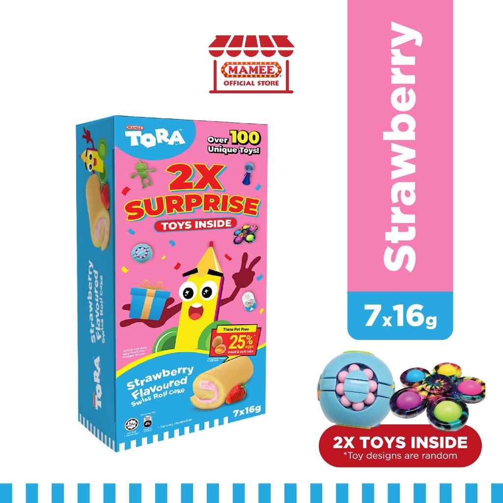 Tora Swiss Roll - Strawberry 7pcs + 2 Toys x 16g | Shopee Malaysia