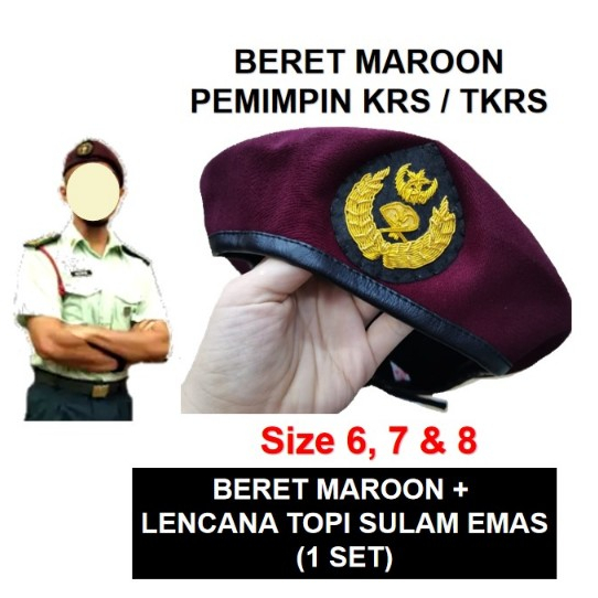 BERET MAROON PEMIMPIN Pegawai KRS / TKRS (1Set) siap jahit - Topi ...