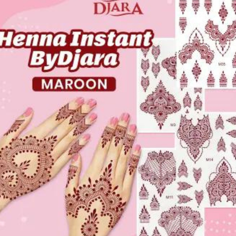 (AIKO) HENNA INSTANT INAI TATTOO STIKER MEROON INAI PENGANTIN / TUNANG ...