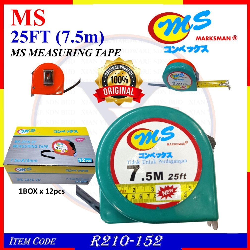 (12pcs) MS MEASURING TAPE TALI TAPE TALI UKUR 25FT 7.5Mtr ( R210-152 ) | Shopee Malaysia