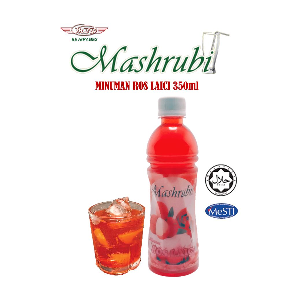 MBB MASHRUBI RTD Minuman Jus Ros Laici / Rose Lychee Juice Drinks 350ml ...