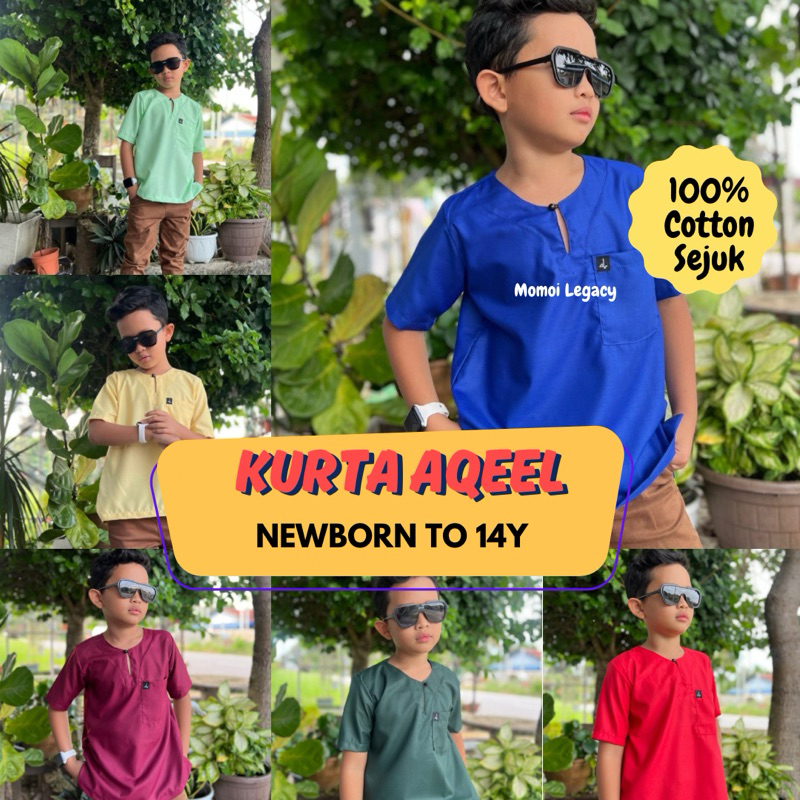 KURTA RAYA BUDAK LELAKI KURTA AQEEL 100% COTTON NEWBORN - 14 TAHUN 2025 ...