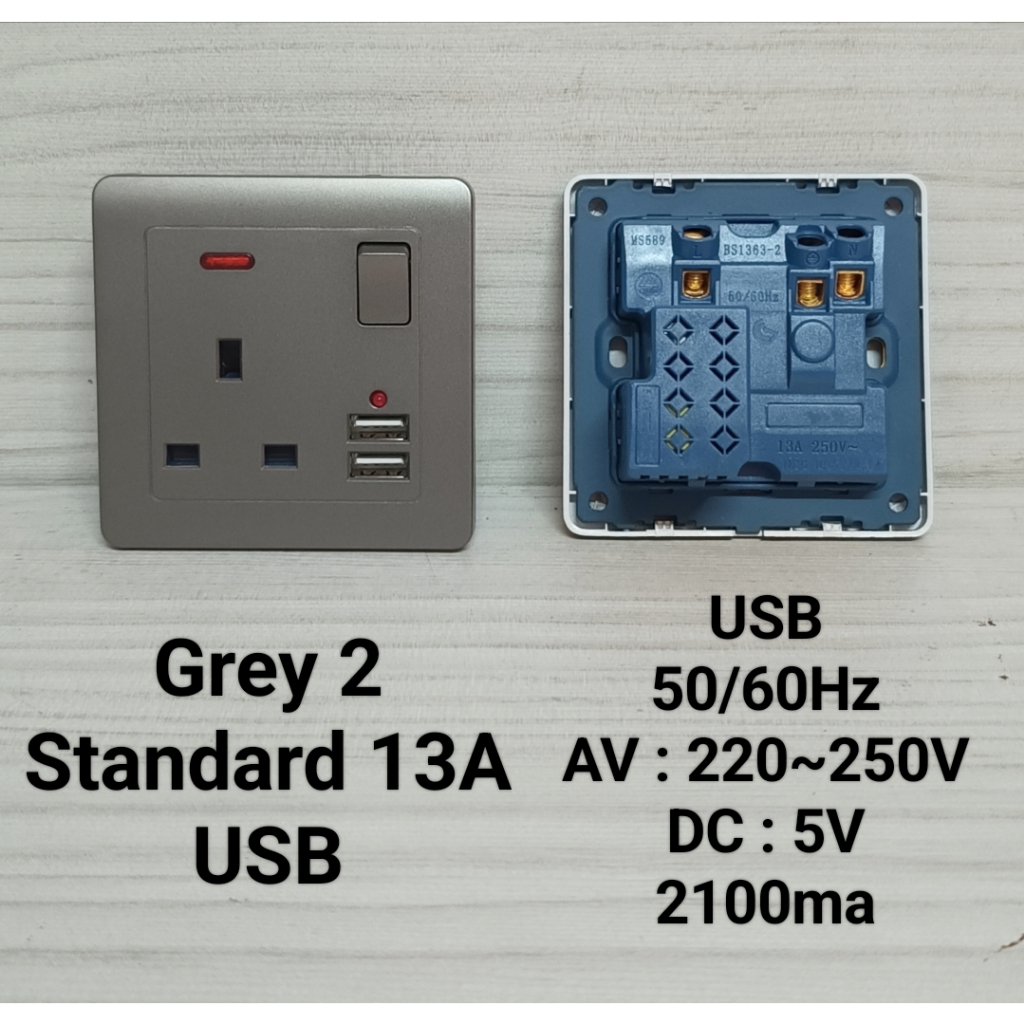 Malaysia Socket 13A Universal 15A Usb Type-C Water Heater Switch White ...