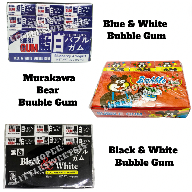 MURAKAWA BEAR BUBBLE GUM/ BLUE WHITE BUBBLE GUM/ CHEWING GUM/ 黑熊猫泥糖 ...