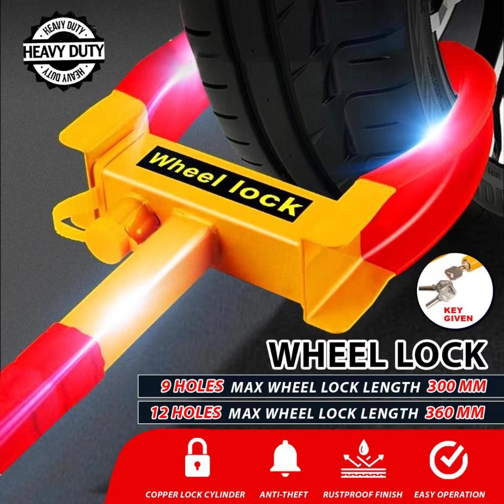 Wheel Lock Tyre Clamp Anti Theft Heavy Duty Security Lock 12 Holes Adjustable Universal Vehicle Tire Locker Shopee Malaysia