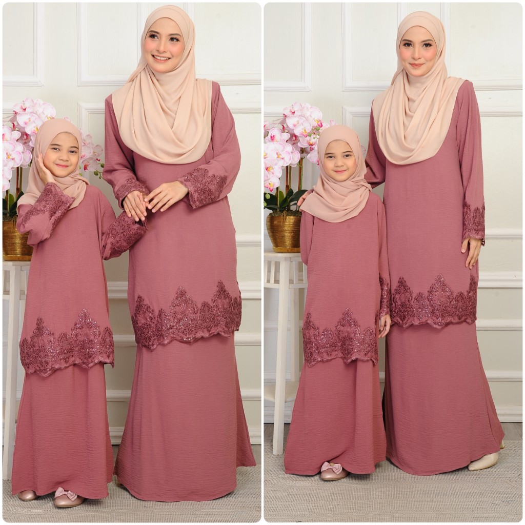 BAJU KURUNG LACE ALYA NEW ARRIVAL SET IBU DAN ANAK Raya 2025 Ready ...