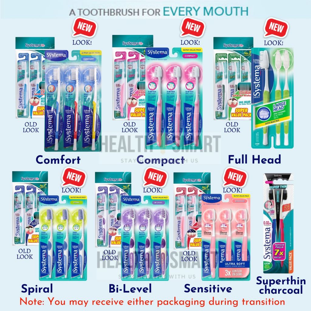 Systema Soft Toothbrush Super Value Pack 3's [Comfort/ Compact / Full ...