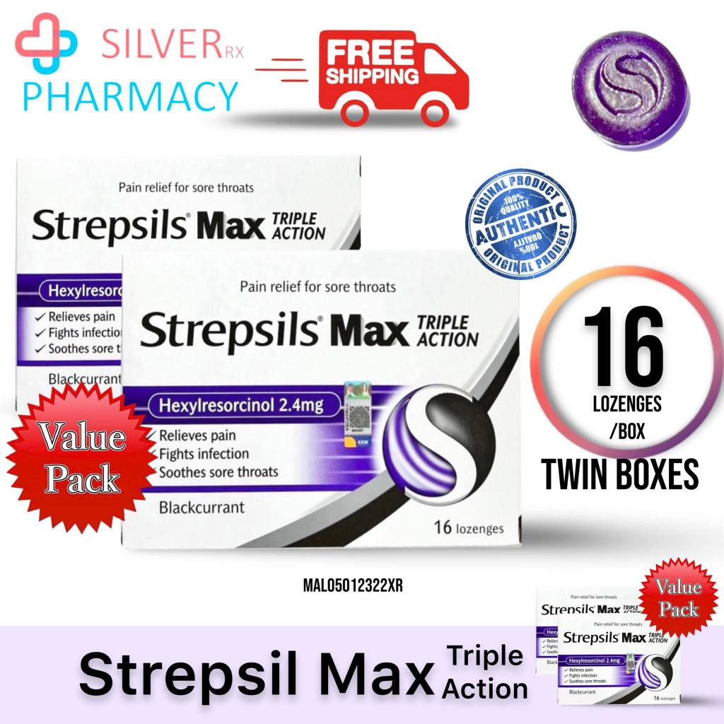[Exp 02/2026] Strepsils Max Triple Action Blackcurrent Lozenges 16's ...