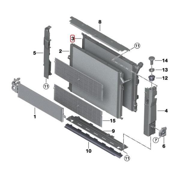 Genuine BMW F30 F31 F32 F33 F34 F36 330e B48 Radiator Inner Rear ...