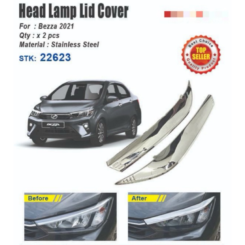 💥READY STOCK💥Eyelids Kening Krom Lampu Depan Headlamp Perodua Bezza ...