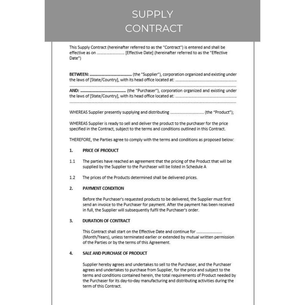 SUPPLY CONTRACT DOCUMENT | Shopee Malaysia