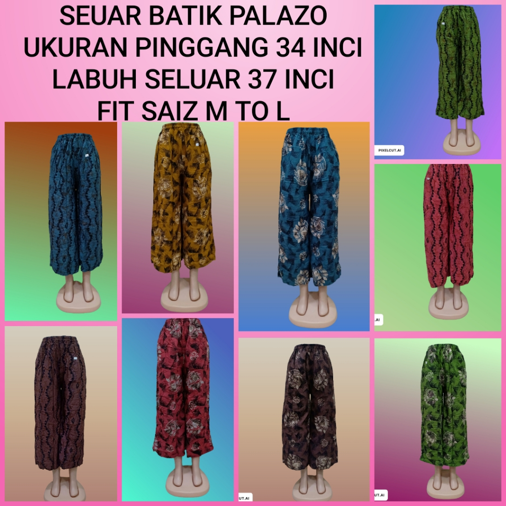 SELUAR PANJANG BATIK PALAZO | Shopee Malaysia