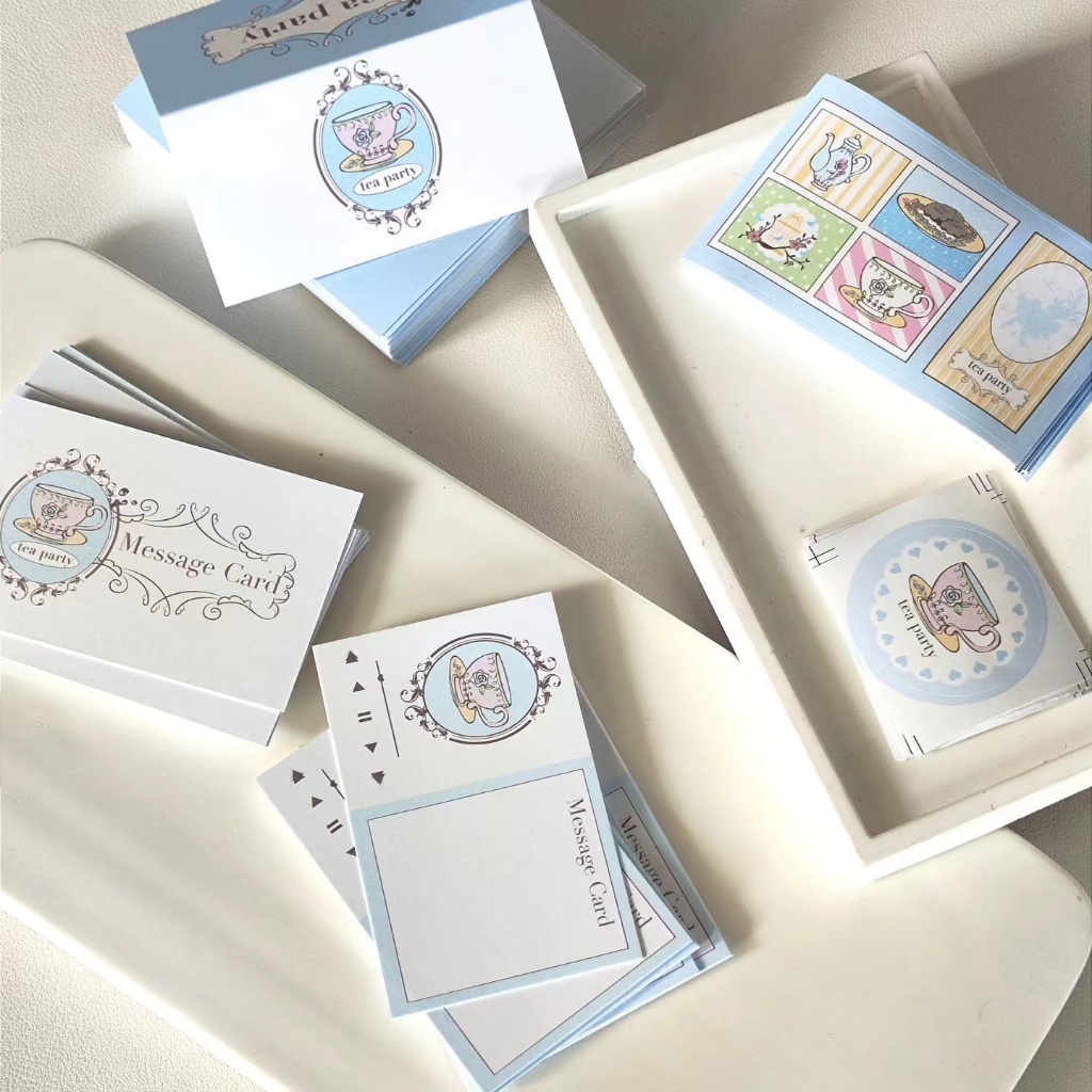 【B1F1】＜Tea Party＞ Header Card Die Cut Sealing Stickers Round stickers ...