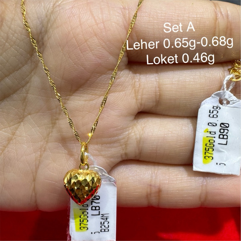 Emas 375 Rantai Reher & Loket (Set) | Shopee Malaysia