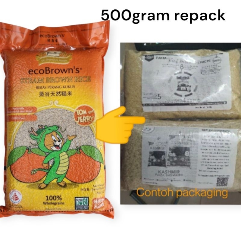 EcoBrown's Steam Brown Rice 500gram Repack | Shopee Malaysia
