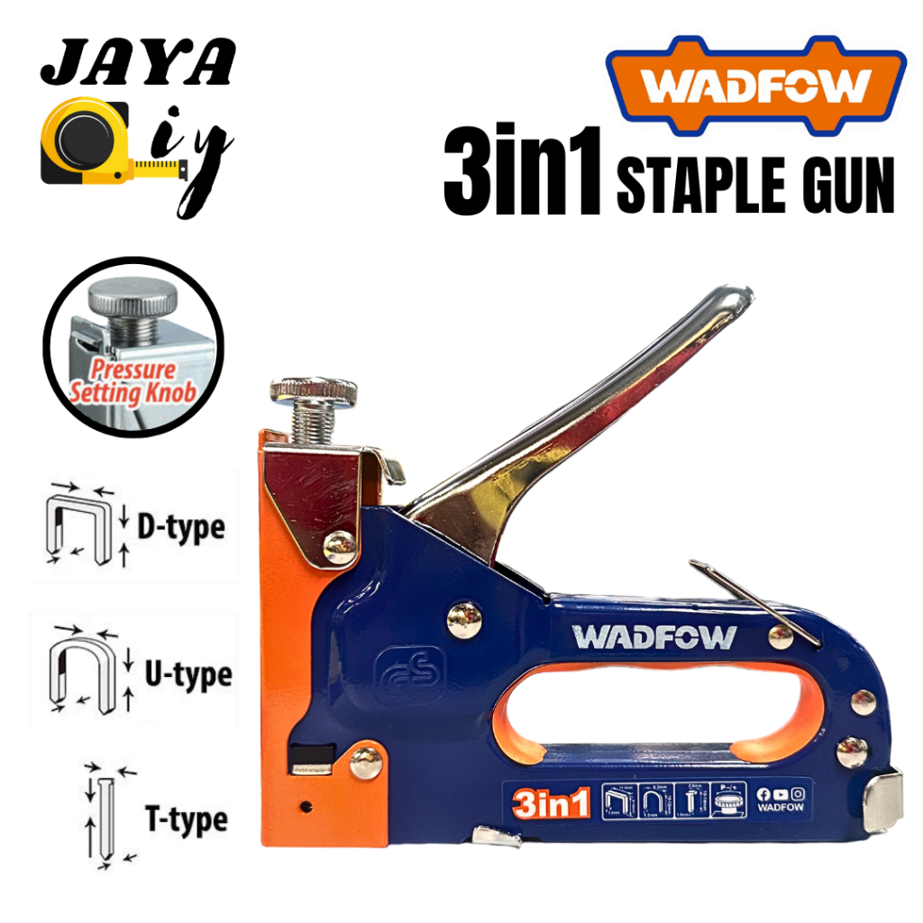 WADFOW 3-In-1 Staple Gun With Adjustable Driving Force for D-Type ...