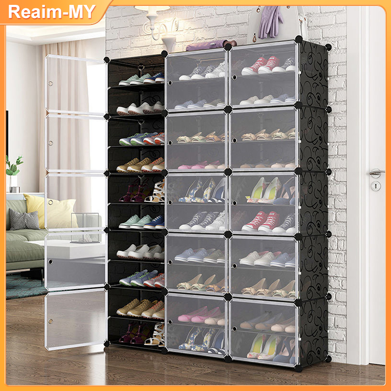 Shoe Rack With Door Rak Kasut DIY almari kasut Bertutup Rack Shelf Shoe ...