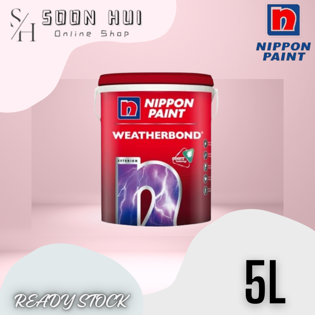 NIPPON PAINT Weatherbond 5L Exterior Paint/Cat Luar/Cat Rumah /Cat ...