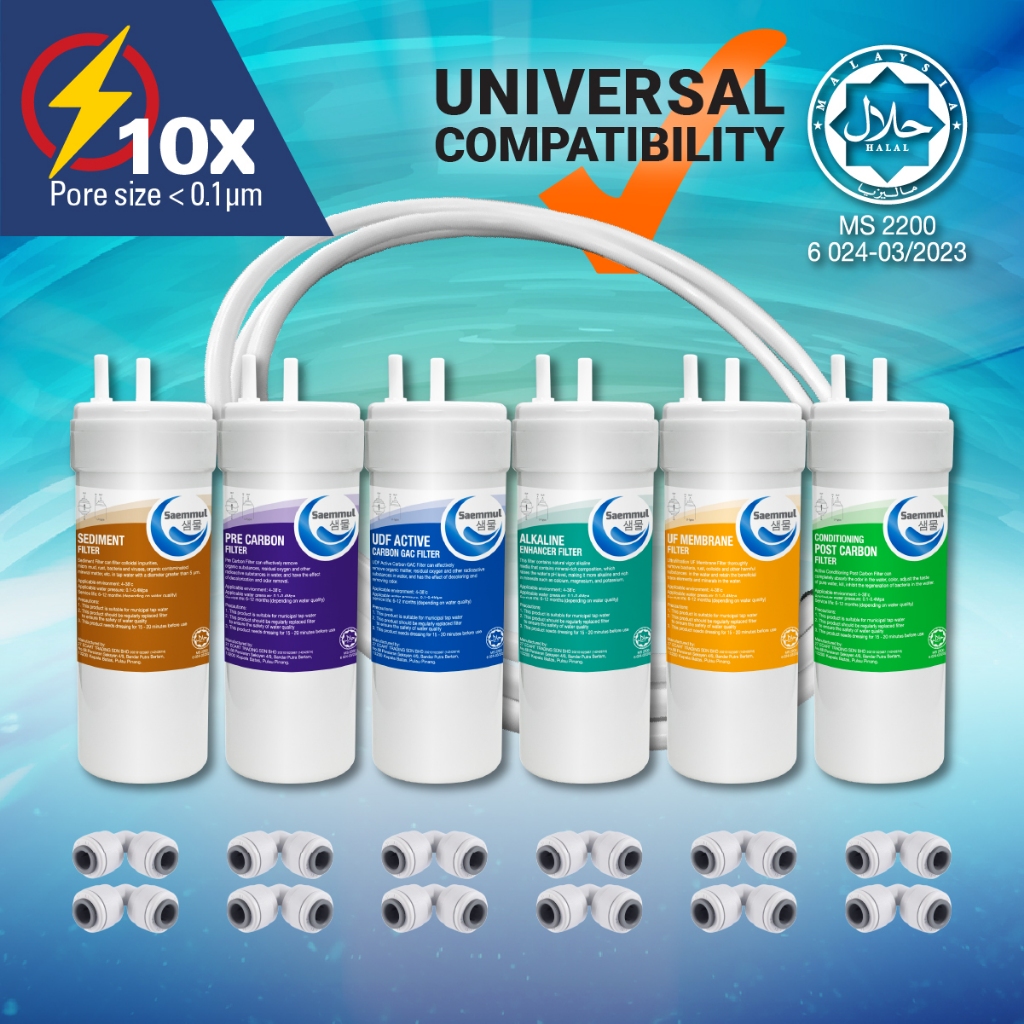 SAEMMUL 6”U TYPE 6 STAGE WATER FILTER SET HALAL WATER FILTER CARTRIDGE ...