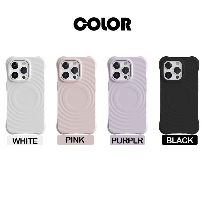 Luxury Quality Magnetic Wave Silicone Phone Case For iPhone 15 14 13 12 ...