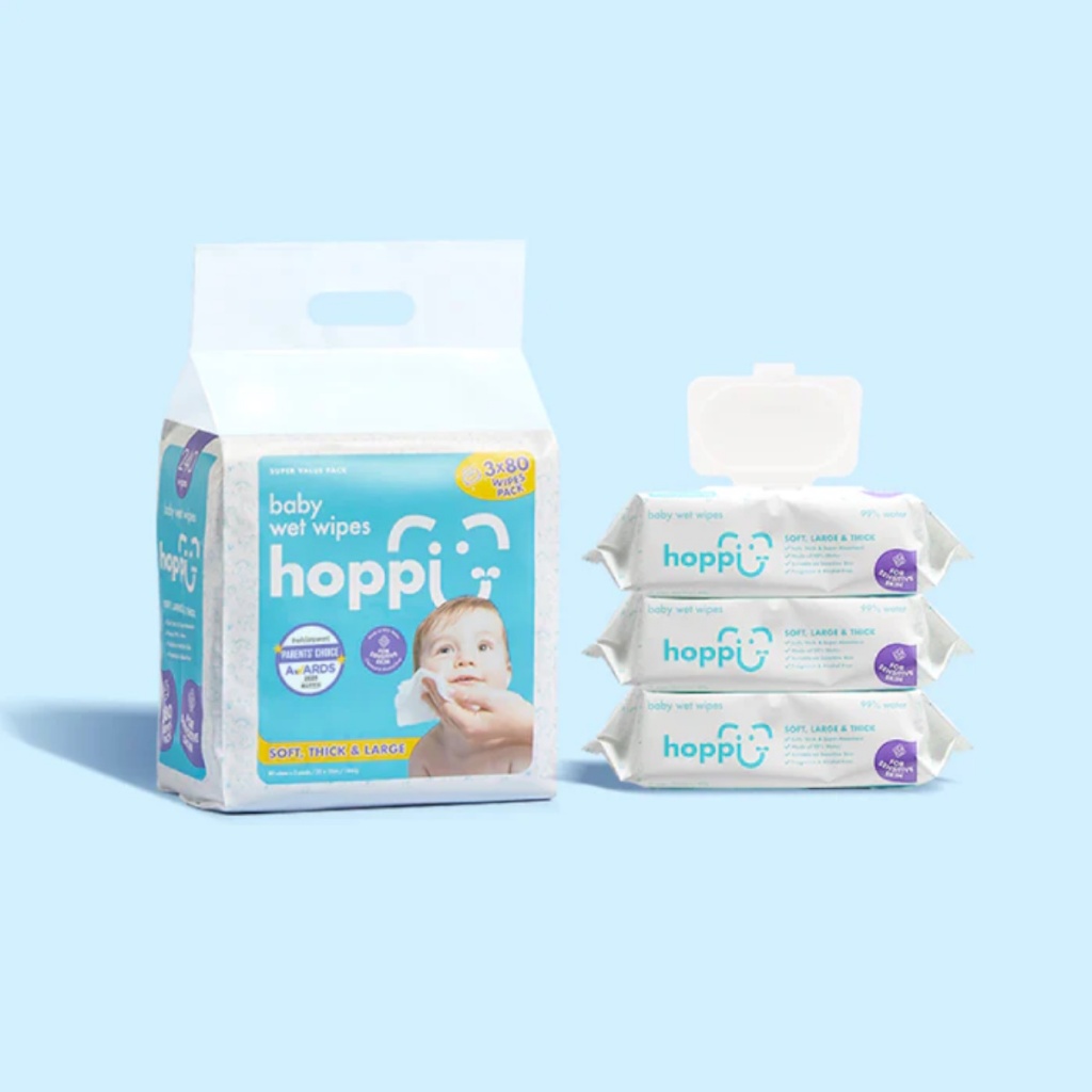 Hoppi Wet Wipes - 80 Sheets-3 In 1 Bundle Pack (With White Cap ...