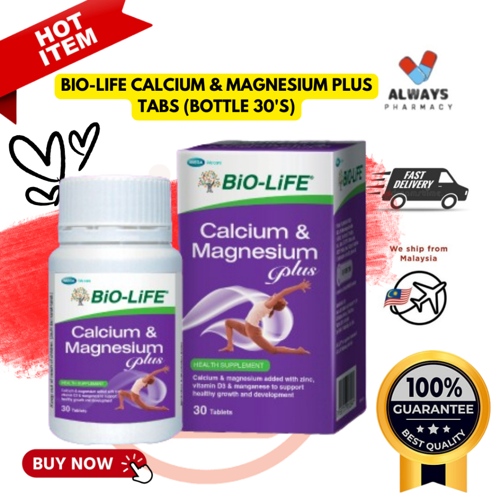 1 BOTTLE 30'S - BIO-LIFE CALCIUM & MAGNESIUM PLUS TABS (BOTTLE 30'S ...