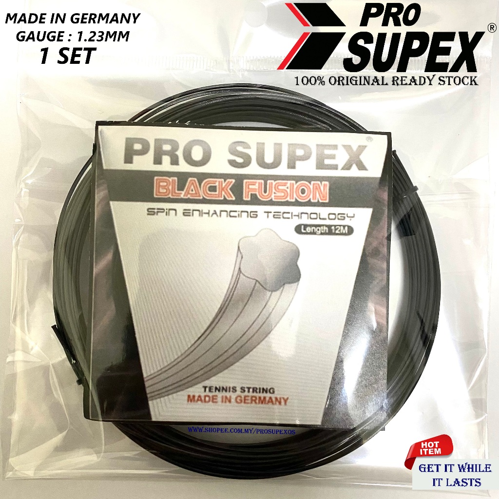 1 SET Pro Supex BLACK FUSION 1.23mm Made in Germany tennis string ...