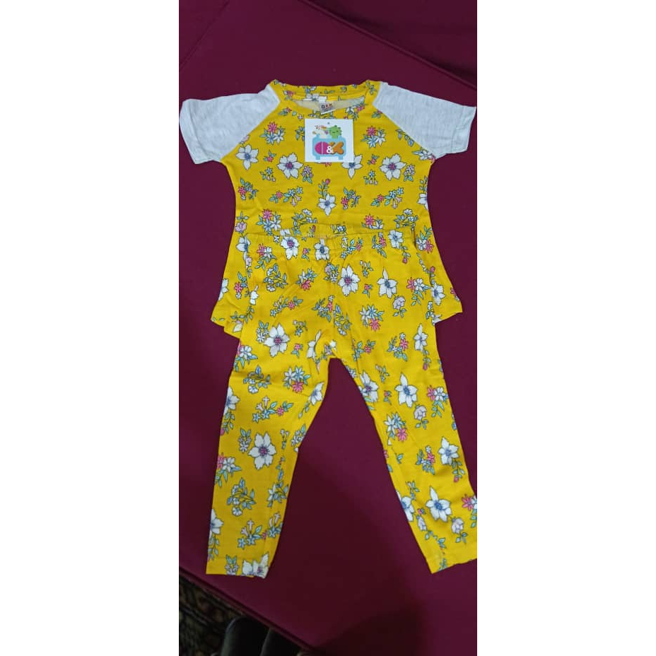 PYJAMAS KANAK- KANAK PEREMPUAN FLOWER(YELLOW) | Shopee Malaysia