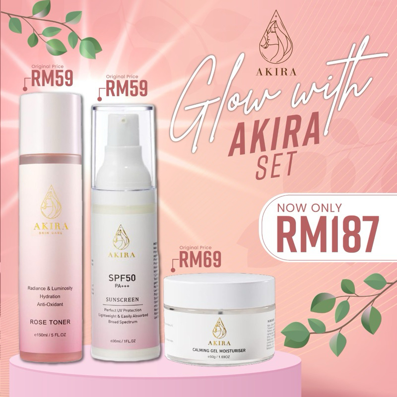 AKIRA SET ( TONER , SUNSCREEN AND GEL MOISTURISER ) | Shopee Malaysia