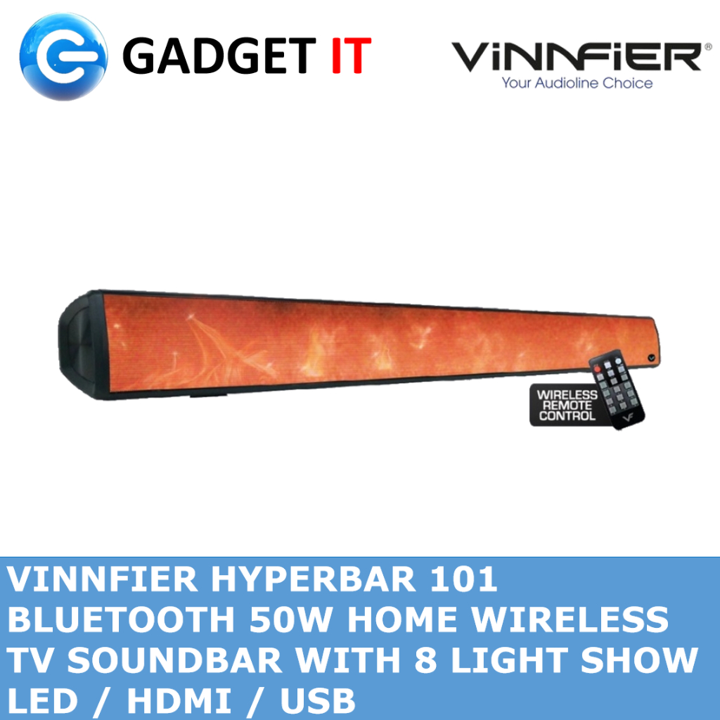 VINNFIER HYPERBAR 101 BLUETOOTH 50W HOME WIRELESS TV SOUNDBAR WITH 8 ...