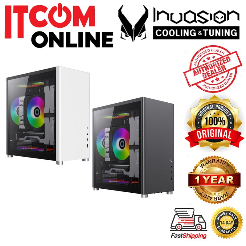 INVASION 5200C TG MATX CASING WITH 6 ARGB FANS (3x12CM) BLACK/WHITE ...