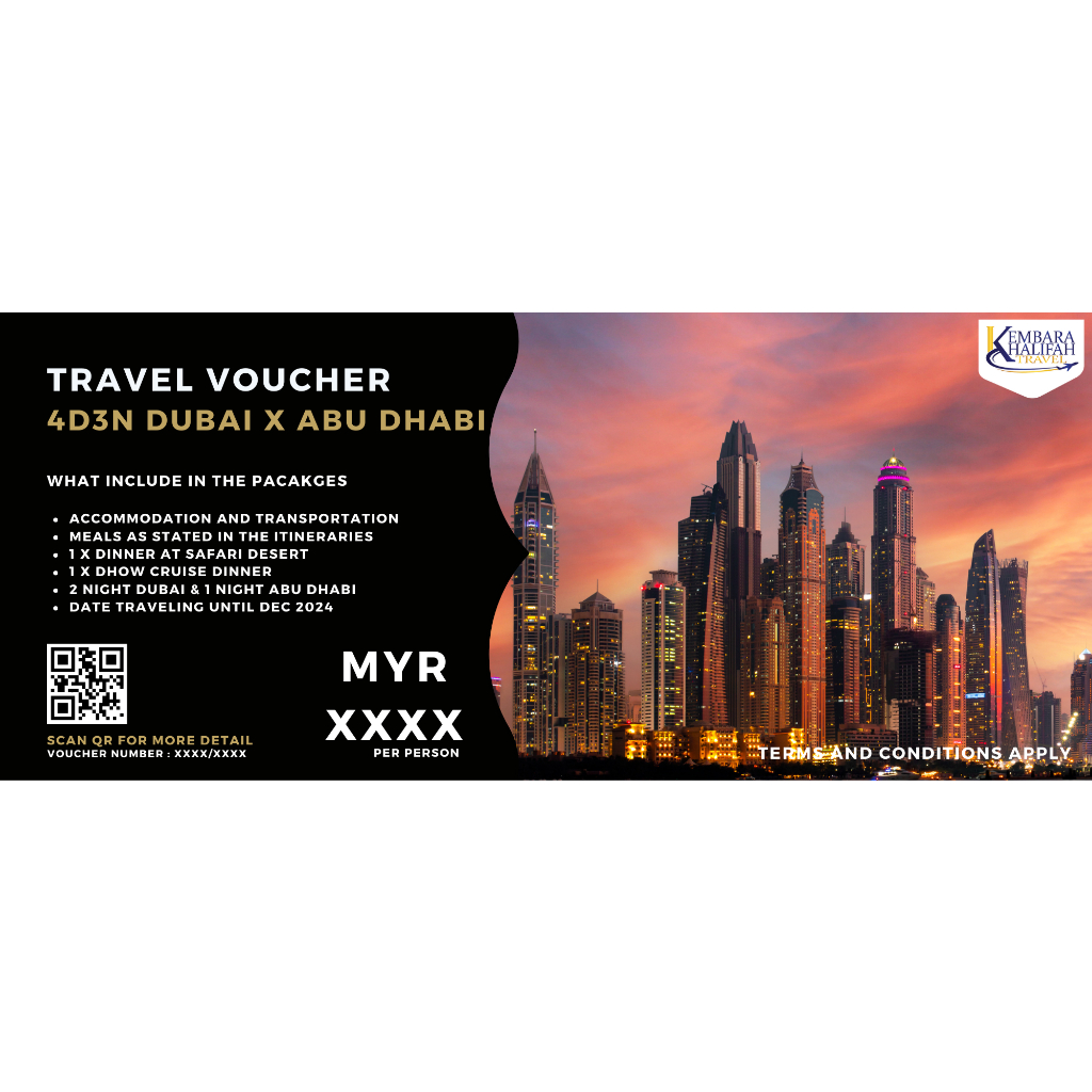 Travel vouchers for 4D3N Dubai | Shopee Malaysia