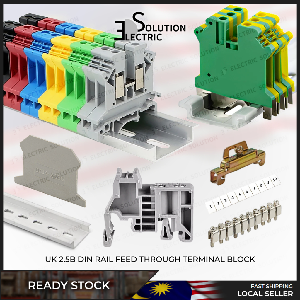 𝗕𝗢𝗥𝗢𝗡𝗚 🔥 UK2.5B SERIES DIN RAIL FEED THROUGH TERMINAL BLOCK CABLE CONNECTOR WIRE CONTACT ...