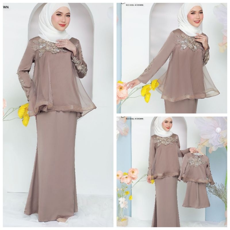Celia Doll Satin Kurung Moden 813! Kurung Babydoll Celia! Baju Kurung Lace Peplum! Mini Kurung ...