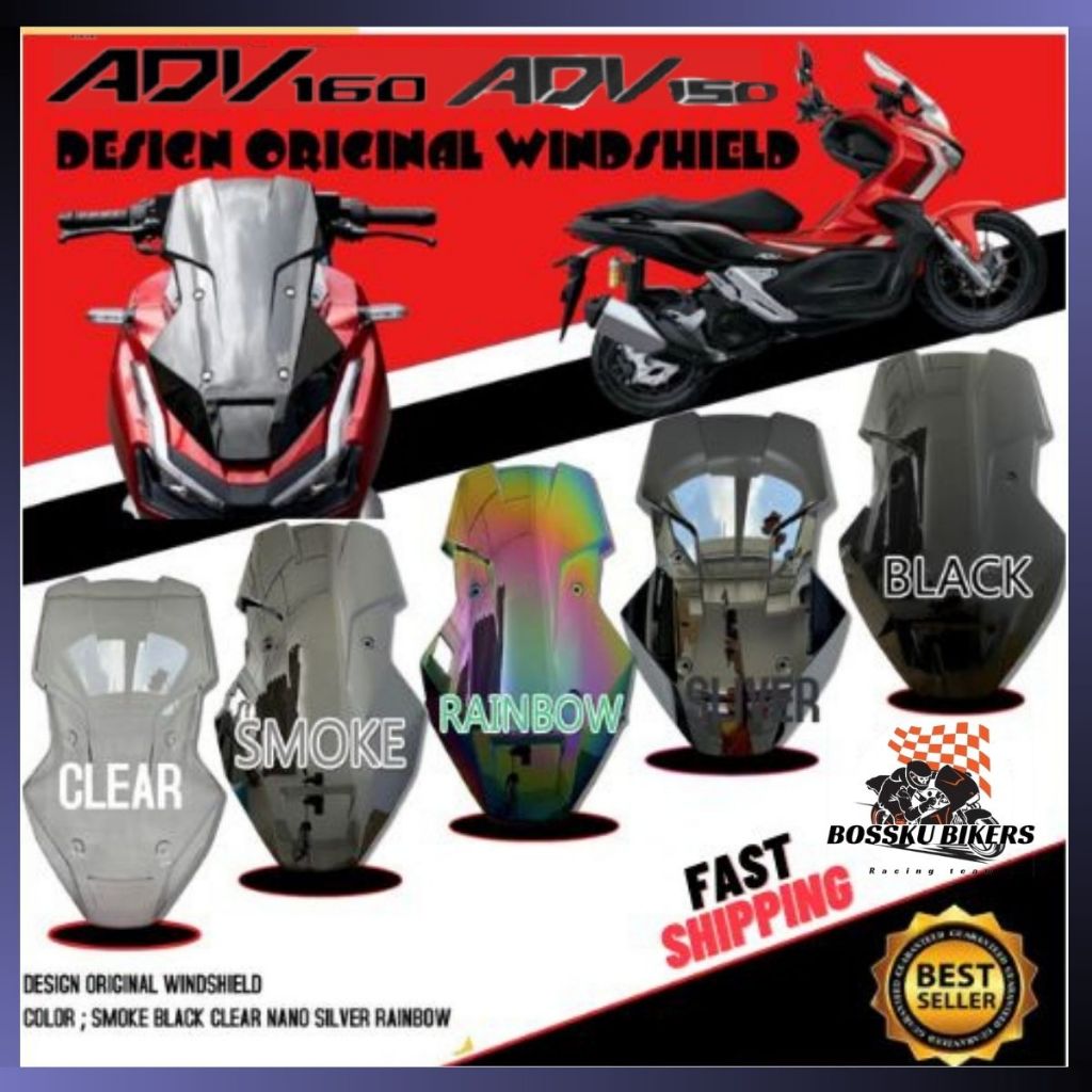 HONDA ADV 150 ADV 160 NEW DESIGN ORIGINAL WINDSHIELD VISOR SMOKE CLEAR ...