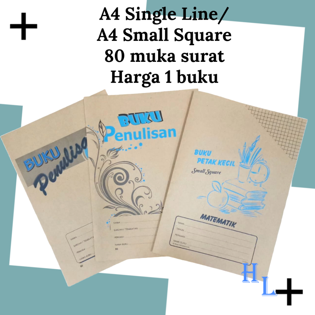 80 Pages A4 Kraft Buku Latihan Panjang / Exercise Note Book / Penulisan ...