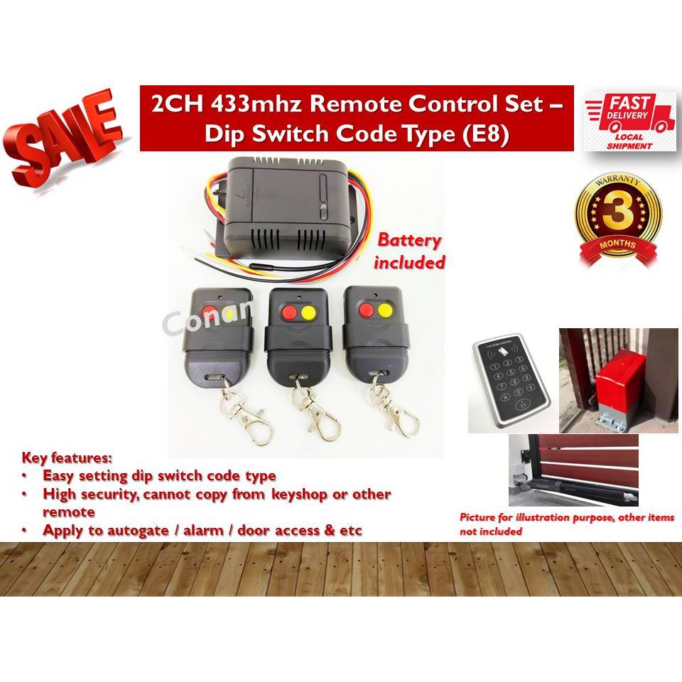 Autogate Door Wireless Remote Control - 2 Channel 433mhz Dip Switch ...