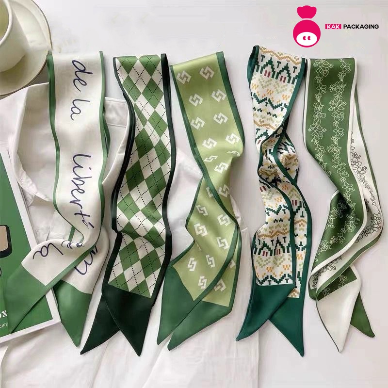 [READY STOCK] Green Decoration Scarf Gift Box Tie Ribbon Pattern Hiasan ...