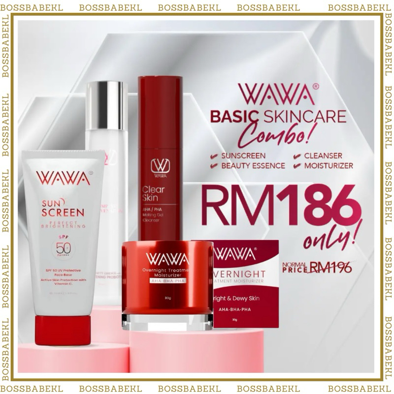 WAWA SKINCARE BASIC SET COMBO | WAWA SUNSCREEN | WAWA MOISTURIZER | WAWA CLEANSER | WAWA ...