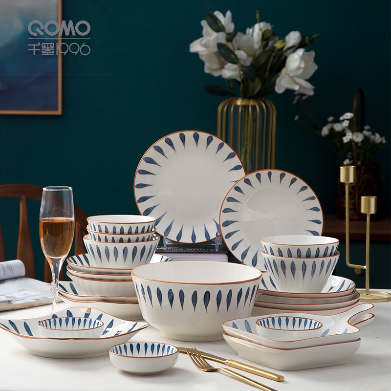 QOMO Seramik Mangkuk Pinggan Rice Bowl Ceramic Bowl And Plate Ceramic ...