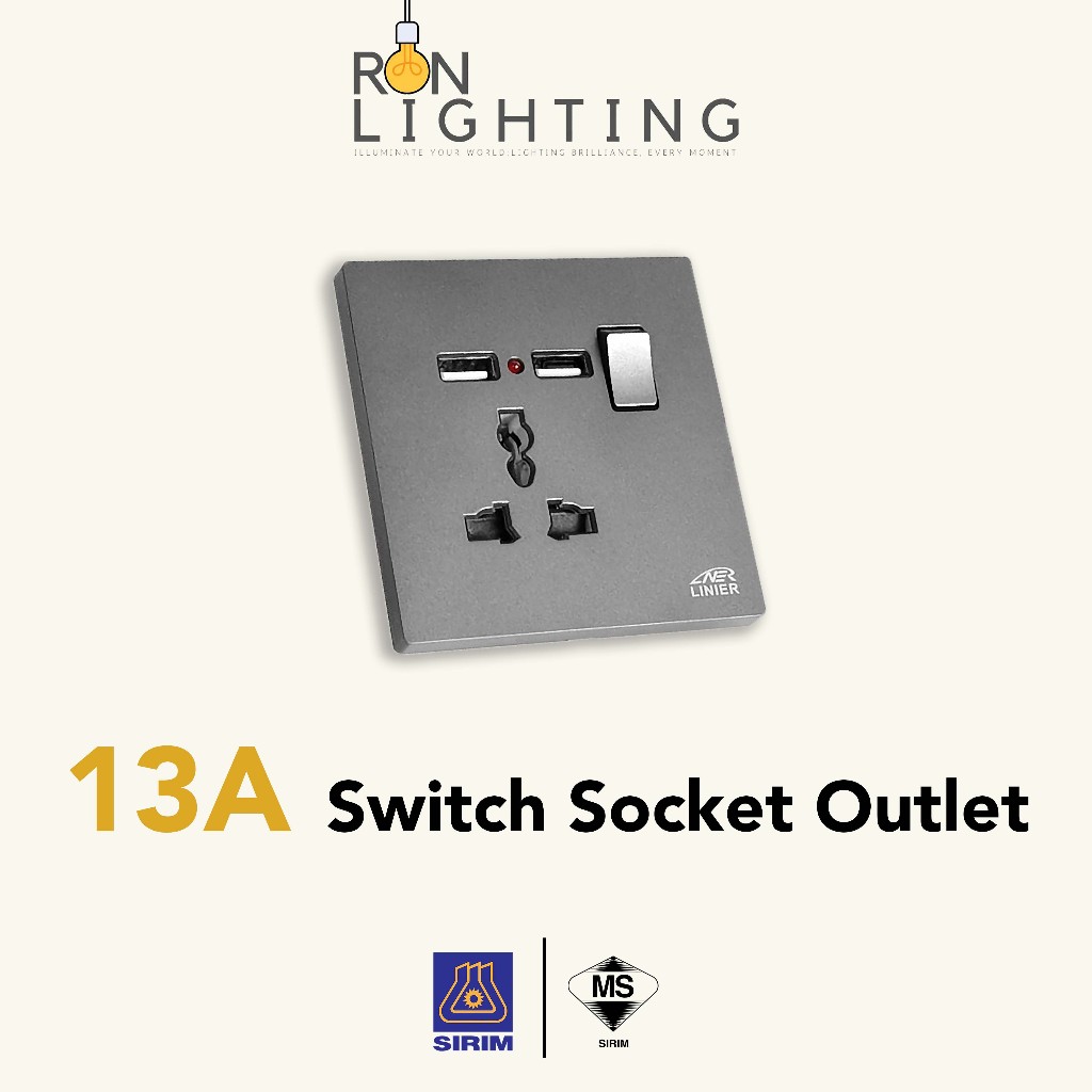 【SIRIM】Ultra Slim Premium Grey Light Switch Socket Suis Lampu Rumah ...