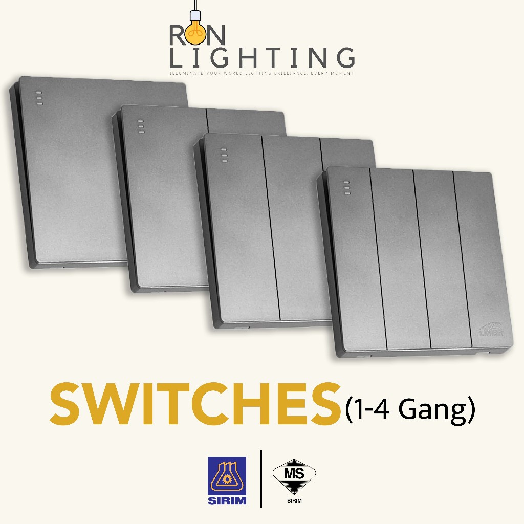 【SIRIM】Ultra Slim Light Switch 1 / 2 / 3 / 4 Gang Switch 1 Way 2 Way ...