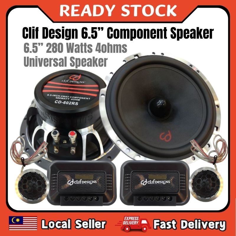 6.5” Mid-Bass Crossover Tweeter Component Set Car Speaker Clif Design ...