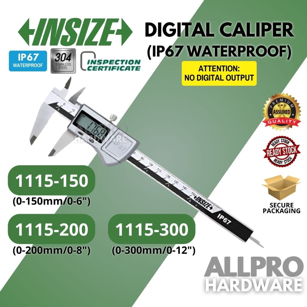 INSIZE IP67 Waterproof Digital Caliper 1115-150/1115-200/1115-300 ...