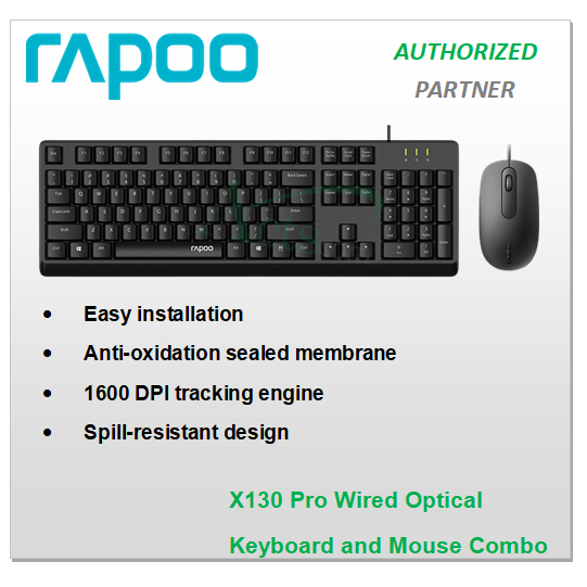RAPOO X130 Pro Wired Optical Keyboard and Mouse Combo | Shopee Malaysia