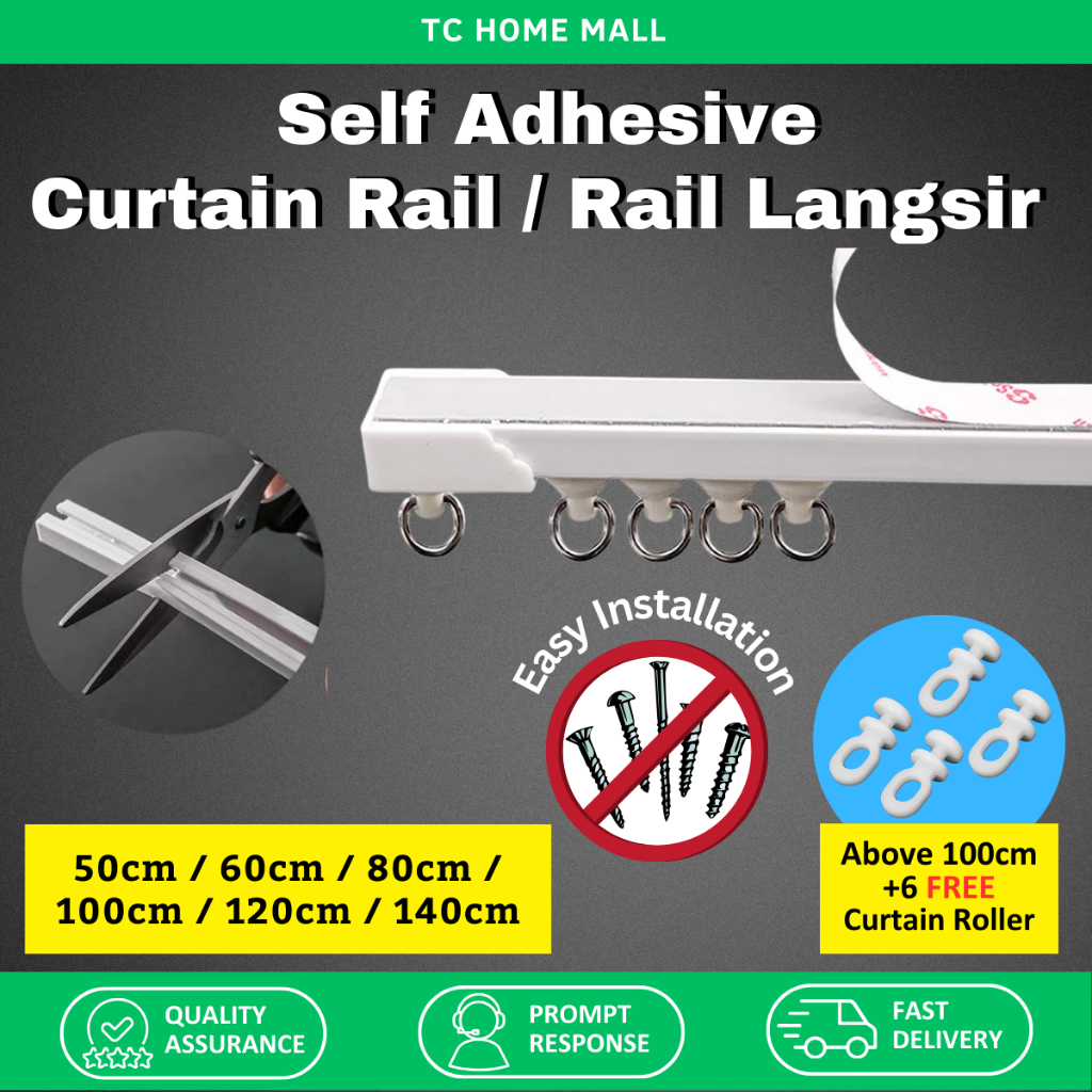 Strong Adhesive Curtain Rail Track Door Curtains Window Blinds Rel ...